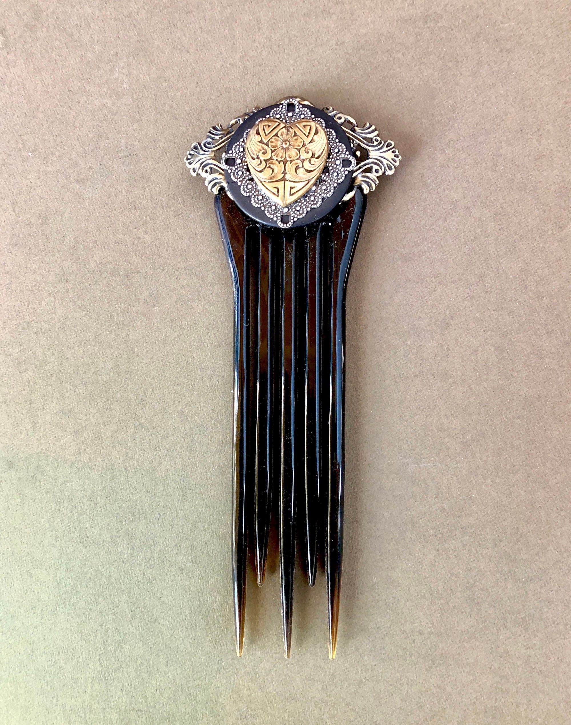 Heart Hair Comb / Steampunk Heart Hair Comb / Fancy Silver Filigree ...