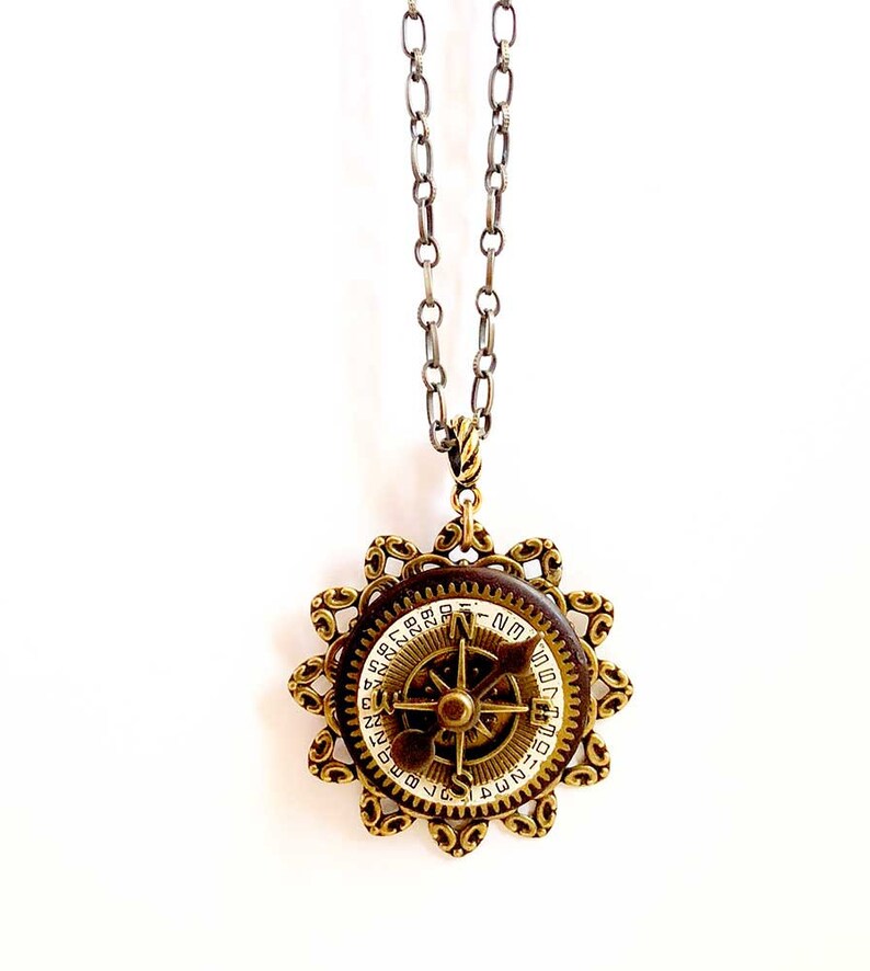 Steampunk Compass Necklace - Compass Spinner Pendant- Unique Steampunk ...
