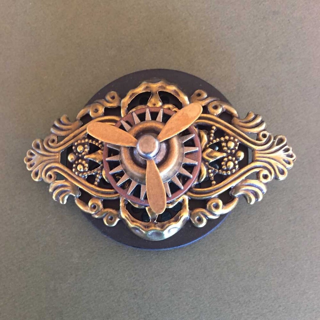 Steampunk Propeller Badge- Steampunk Propeller Pin - Unique Steampunk ...