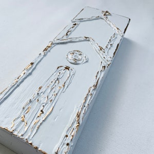 Church on Painted Wood, Heavy Texture Painting 4"x12", Hand Painted on ...