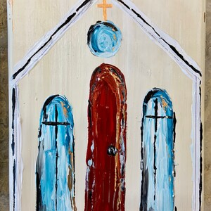 Church Painted on Wood, Heavy Texture - Etsy