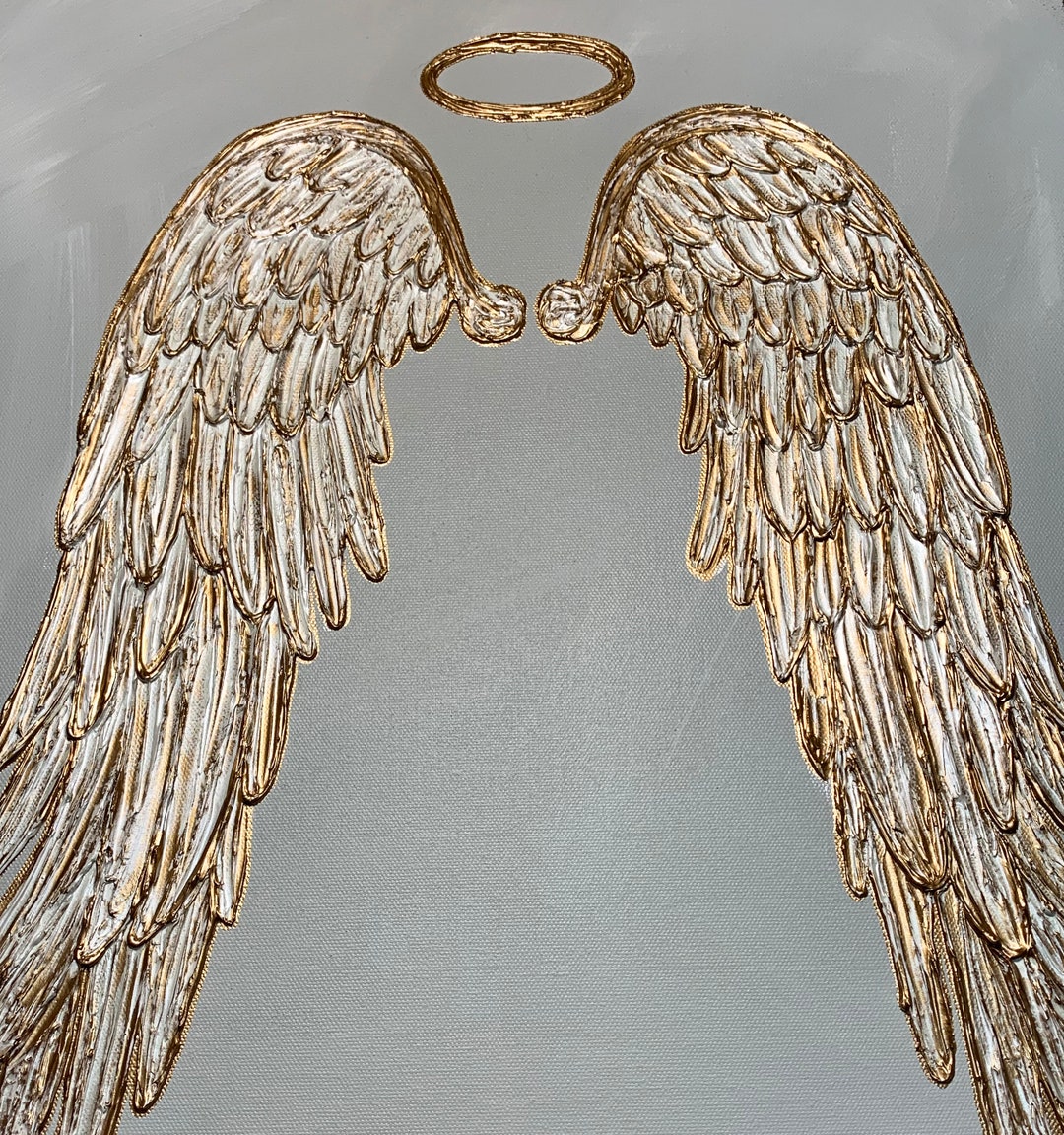 Gold and Silver Angel Wings on Canvas, 18x24 - Etsy