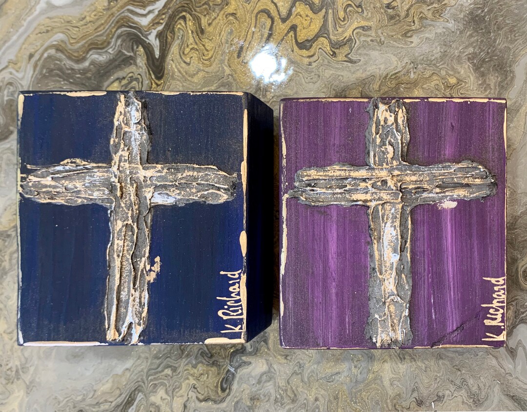 Cross Heavy Texture 4x4 Hand Painted - Etsy