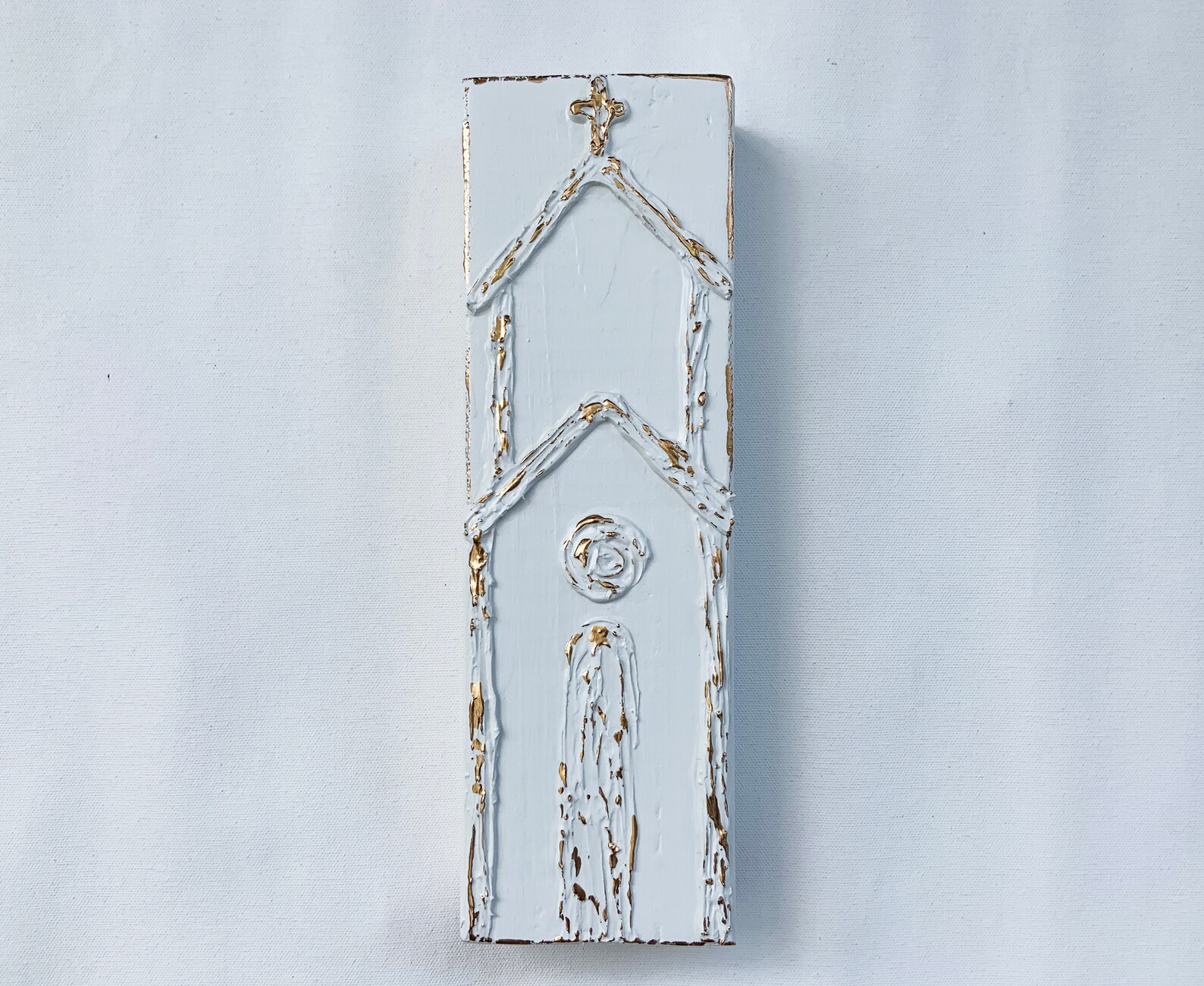 Church on Painted Wood Heavy Texture Painting - Etsy