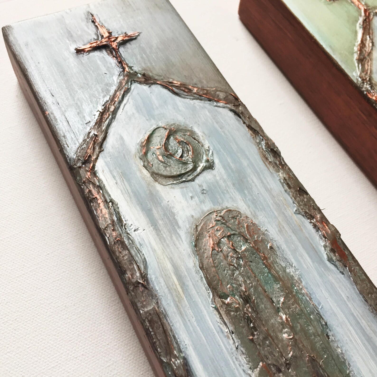 Church on Painted Wood Heavy Texture Painting - Etsy