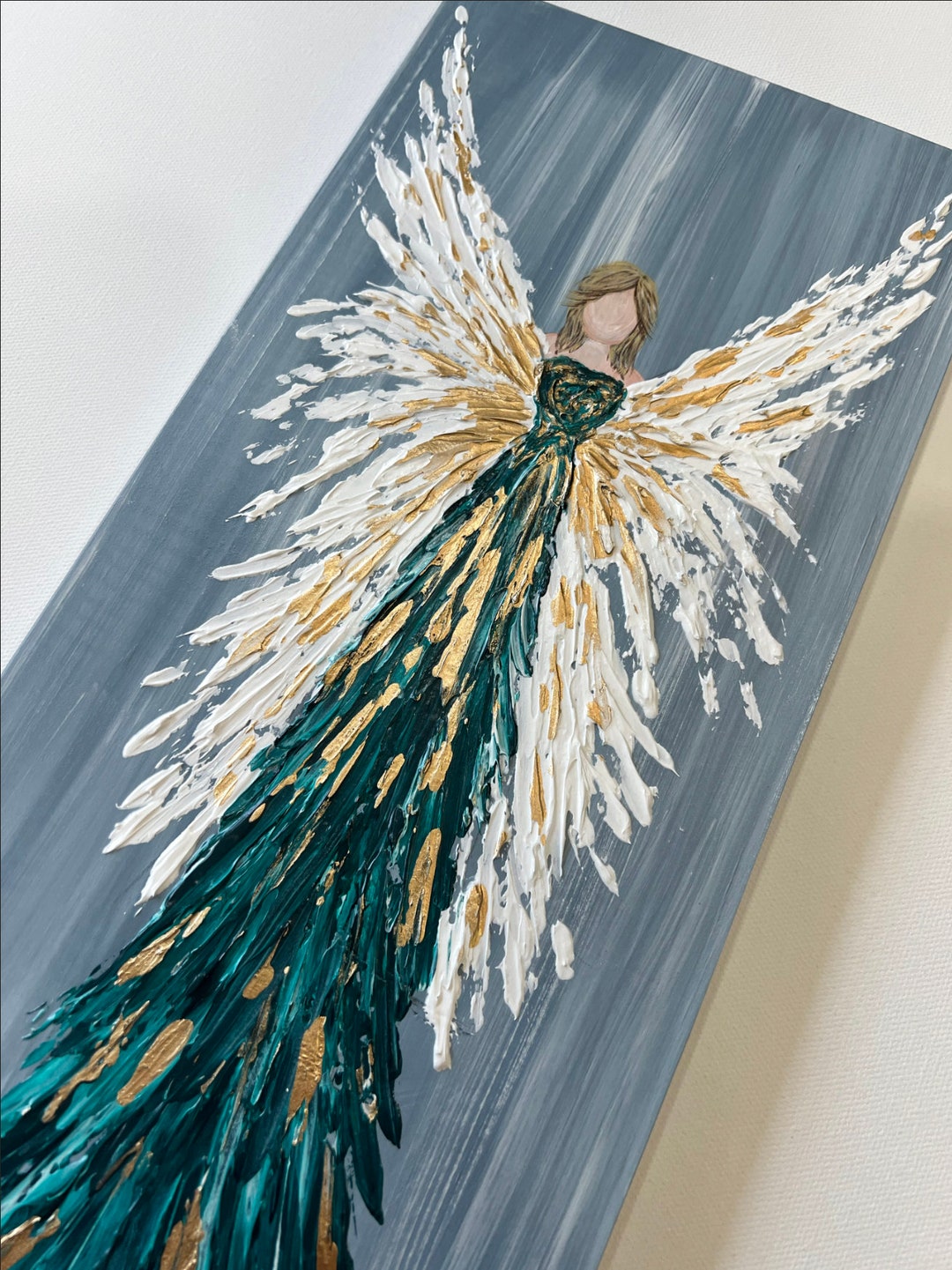 Angel on Wood, Hand Painted, Heavy Texture - Etsy