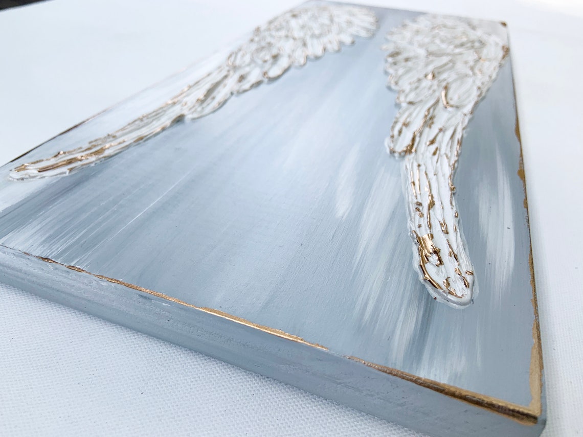 Angel Wings, Heavy Texture, Hand Painted, 8x16 on Canvas, Gold Metallic ...