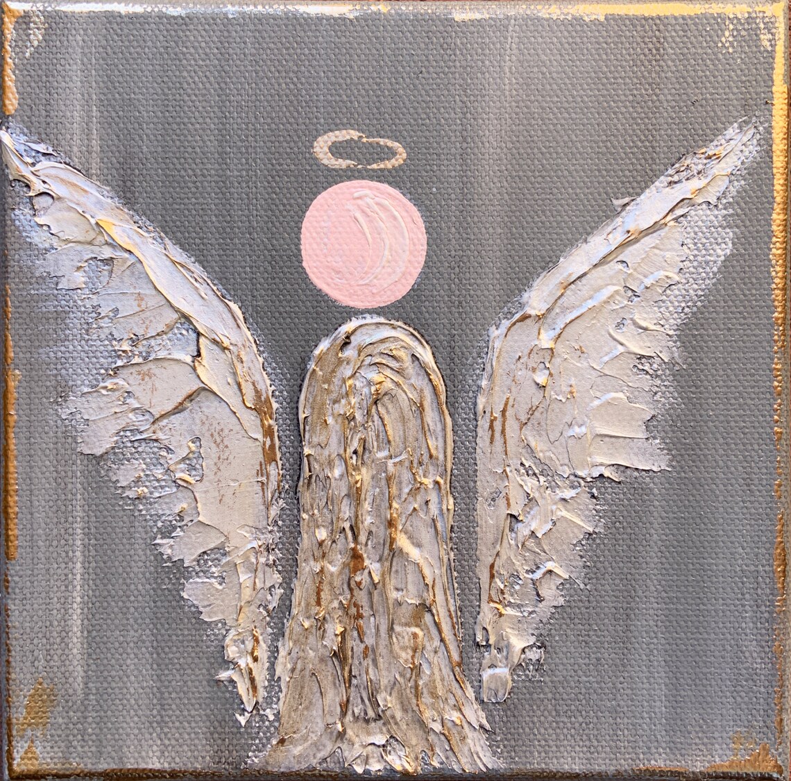 Angel 6x6 Heavy Texture Hand Painted Gray Pearl White and - Etsy