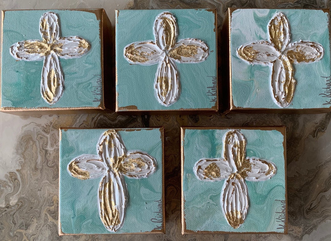 Cross, Heavy Texture, 4x4, Hand Painted - Etsy
