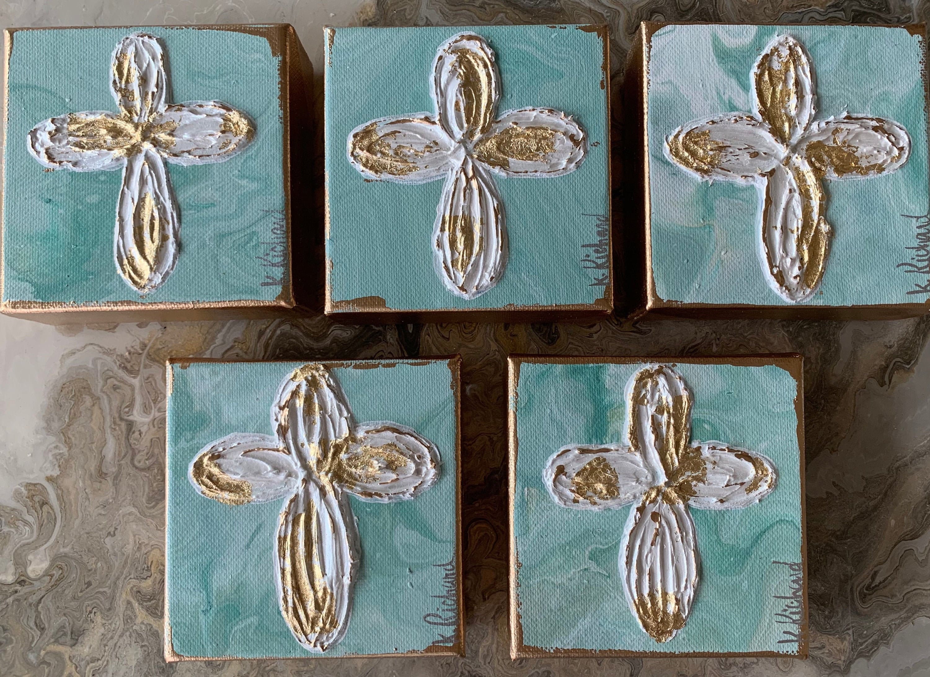 Cross, Heavy Texture, 4x4, Hand Painted - Etsy