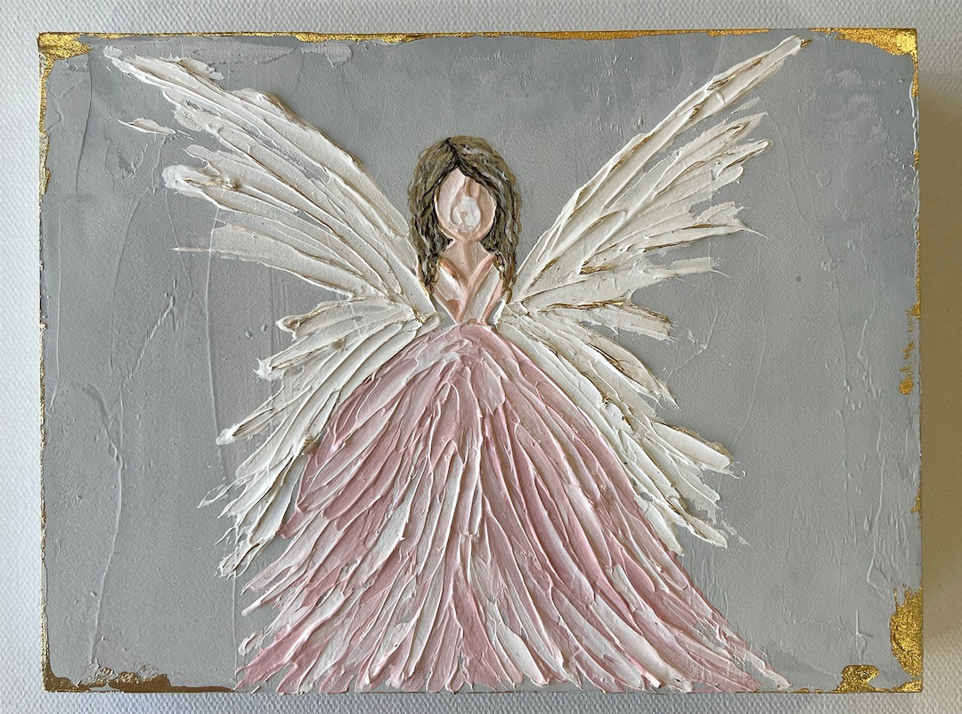 Angel, Hand Painted, Heavy Texture, Blond Angel, Pink, 8x10 - Etsy