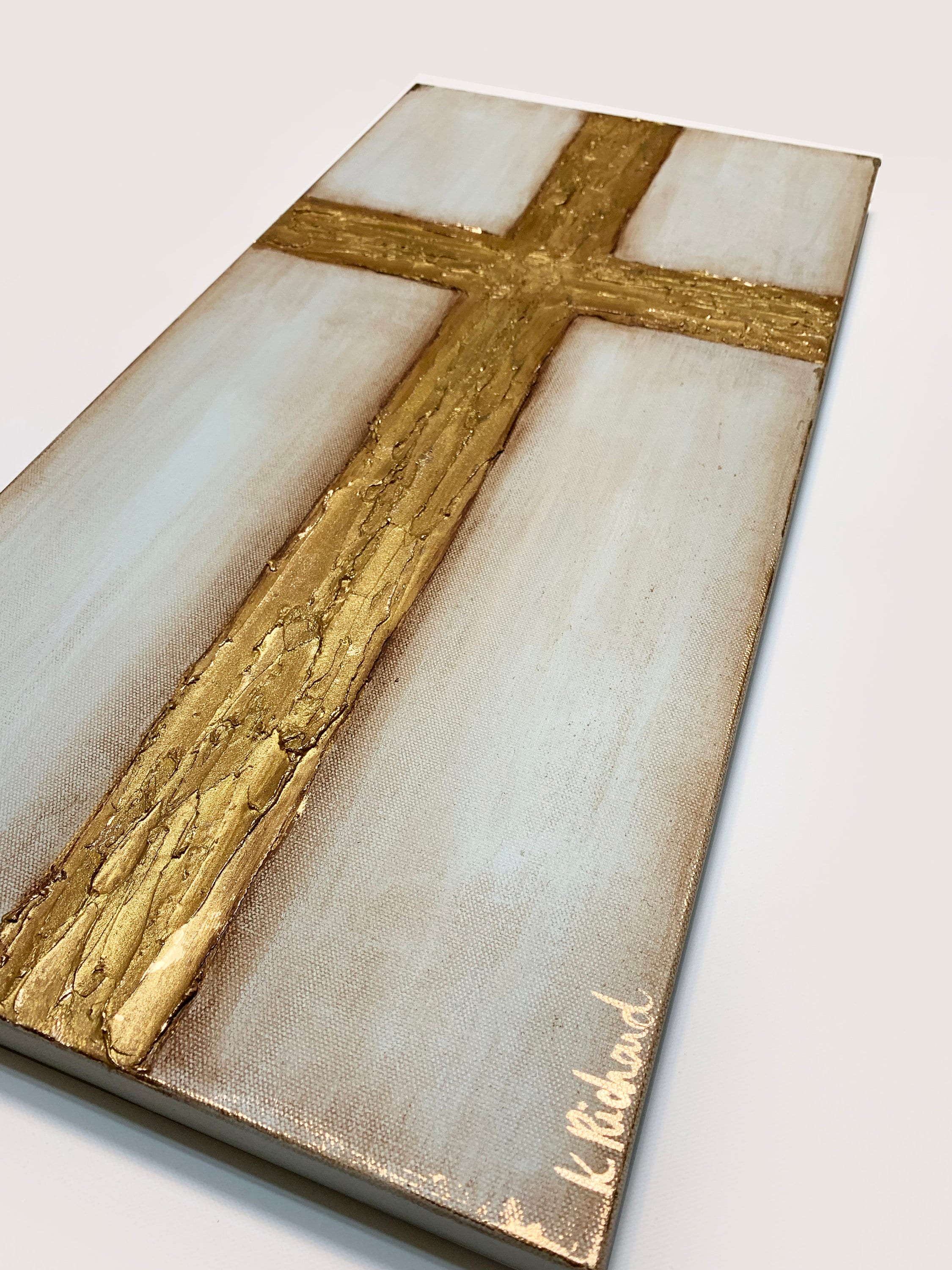 Gold Cross Knife Painting With Heavy Texture on Canvas 12x24 - Etsy