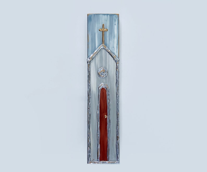 Church 4x16 on Wood Heavy Texture Hand Painted Metallics - Etsy