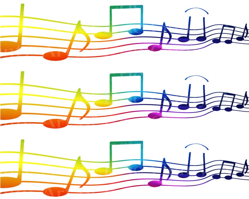 Rainbow Musical Notes Band Birthday Edible 2D Fondant - Etsy