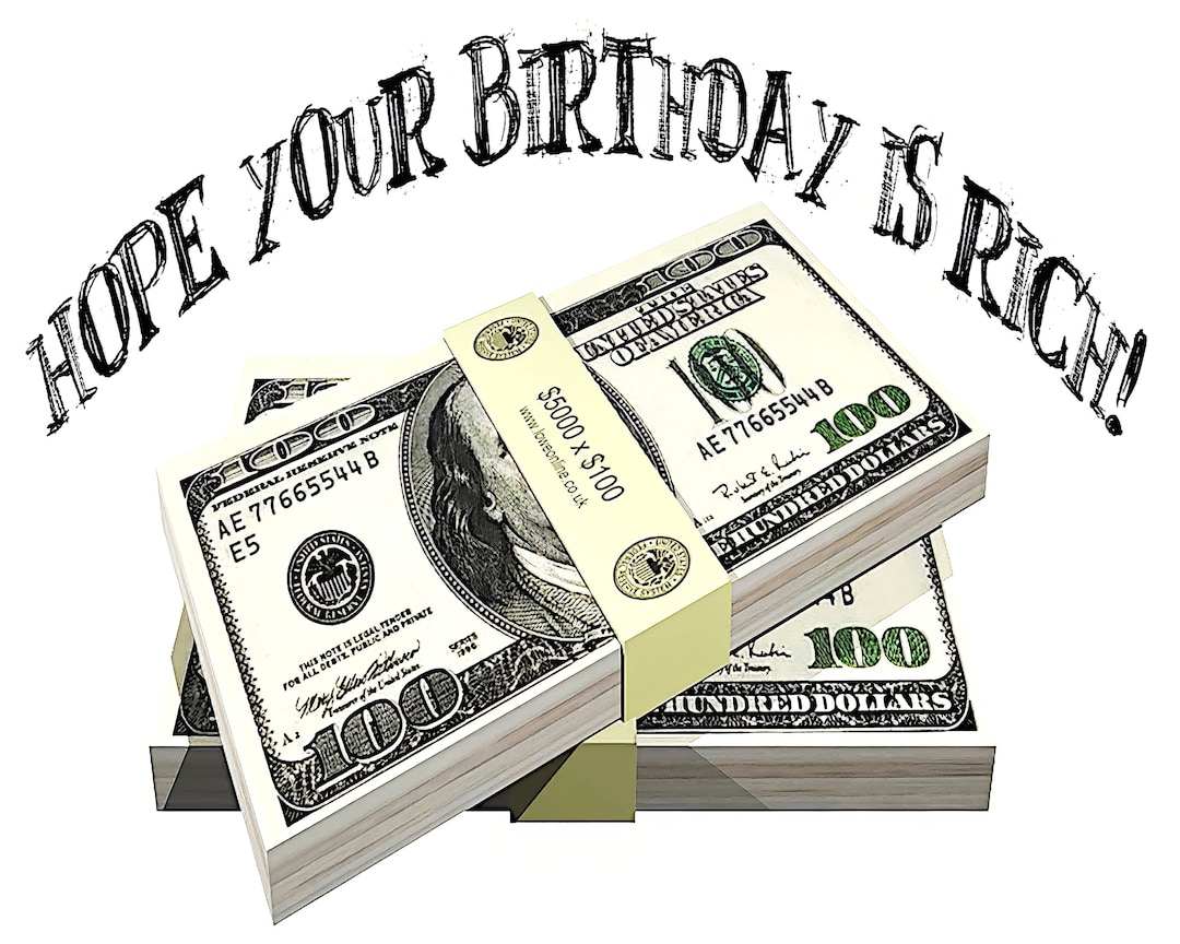 Las Vegas Happy Birthday Money Stack ~ Edible 2D Fondant Birthday Cake ...