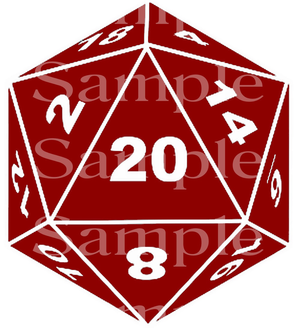 Dark Red D20 Dice Birthday ~ Edible 2D Fondant Birthday Cake/Cupcake ...