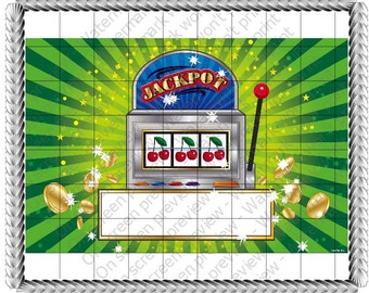 Casino Slot Machine Birthday Edible 2D Fondant Birthday - Etsy