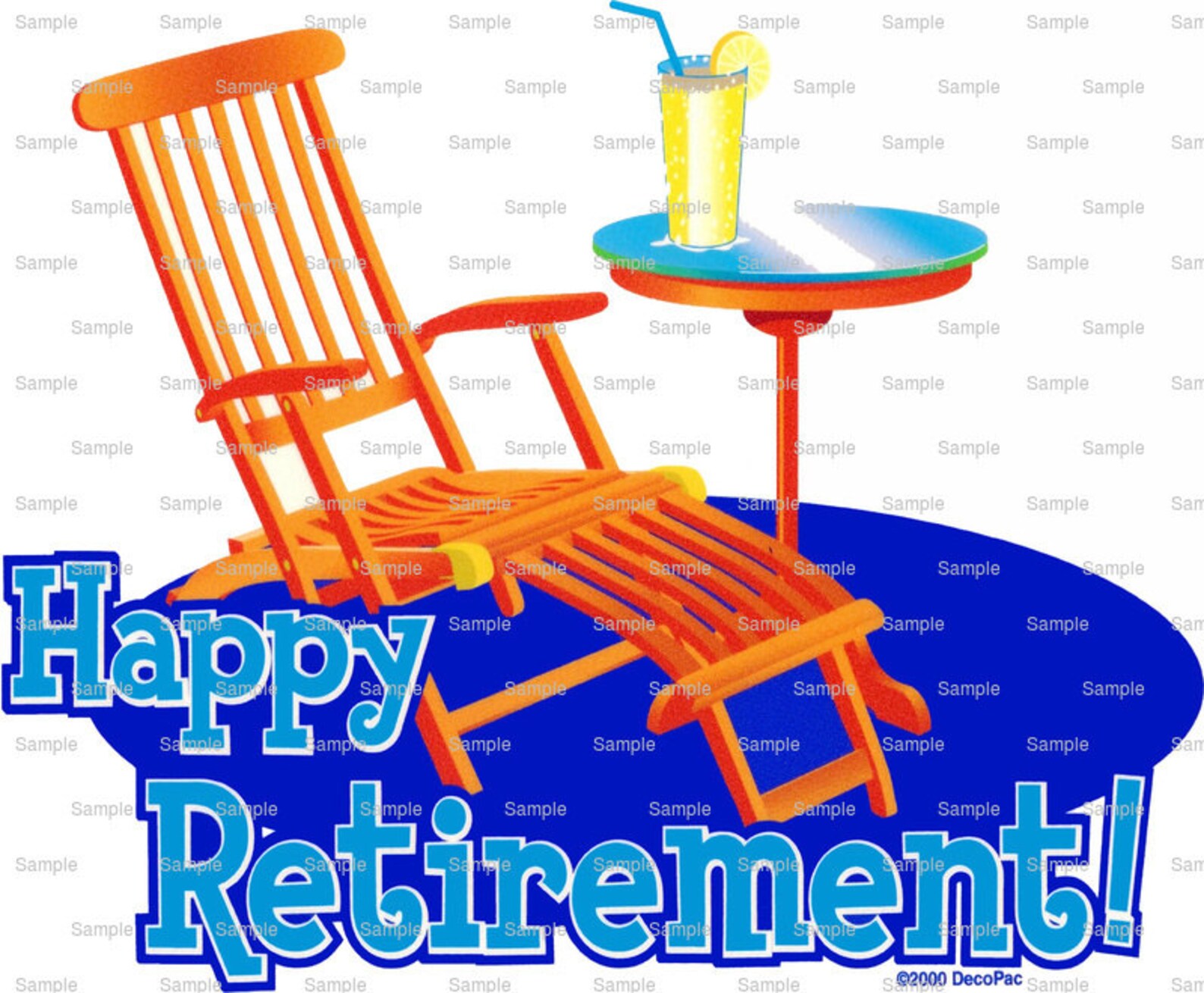 Happy Retirement Beach Chair Birthday Edible 2D Fondant | Etsy