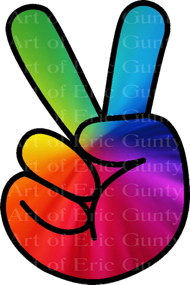 Fun Colors Peace Sign Birthday ~ Edible 2D Fondant Birthday Cake ...