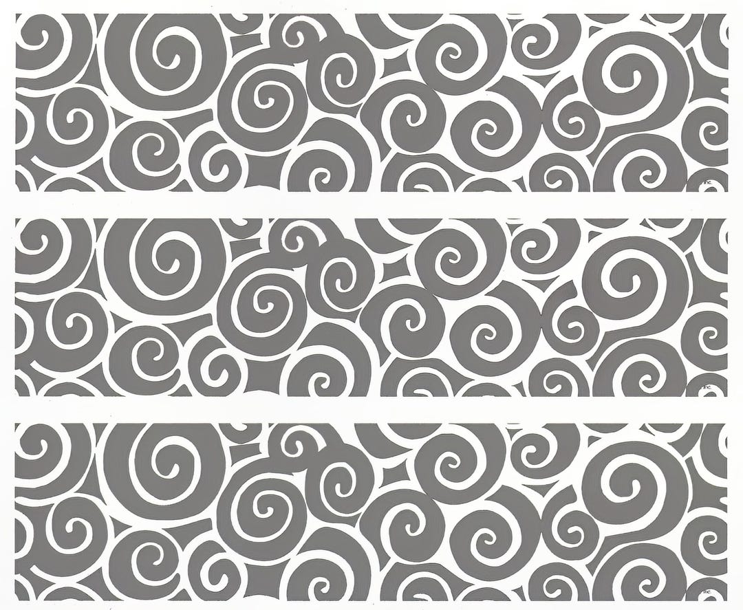 Grey Swirls Birthday ~ Edible 2D Fondant Birthday Cake Side Toppers ...
