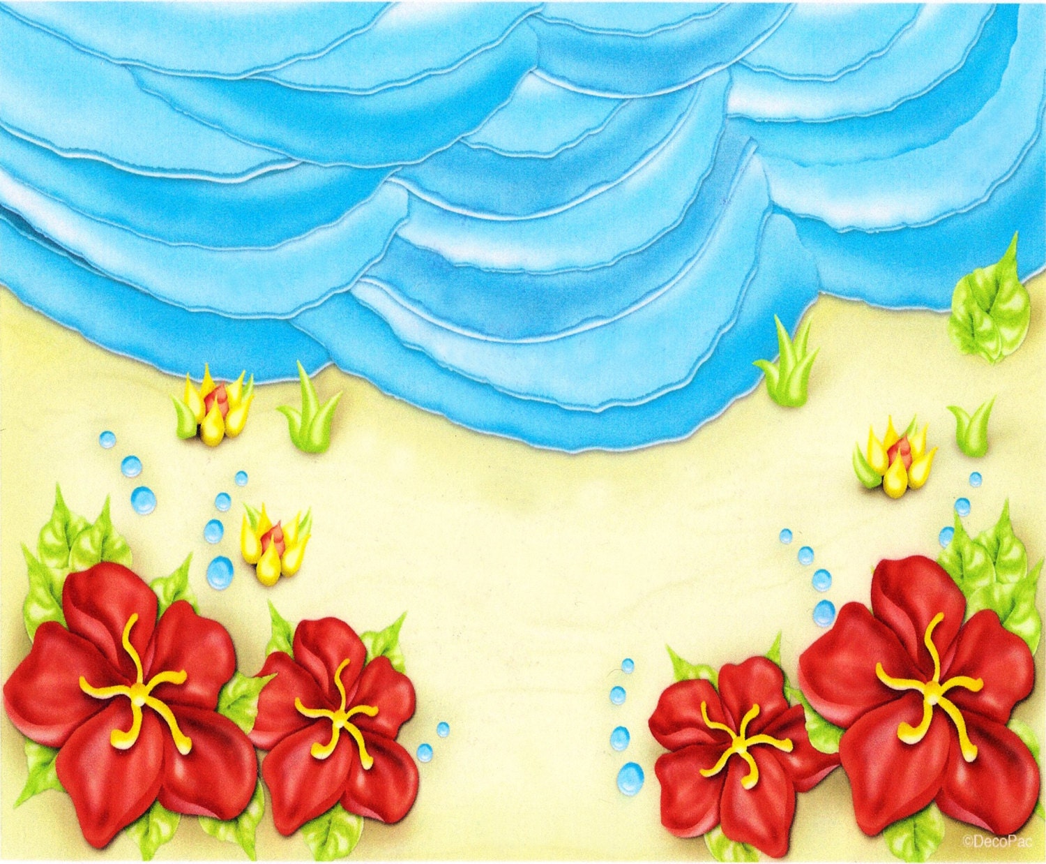 Summer Beach Background Edible 2D Fondant Birthday | Etsy