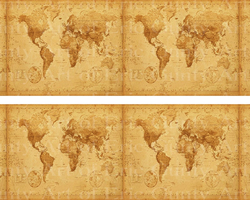 Old World Map Side Strips Edible 2D Fondant Birthday Cake | Etsy