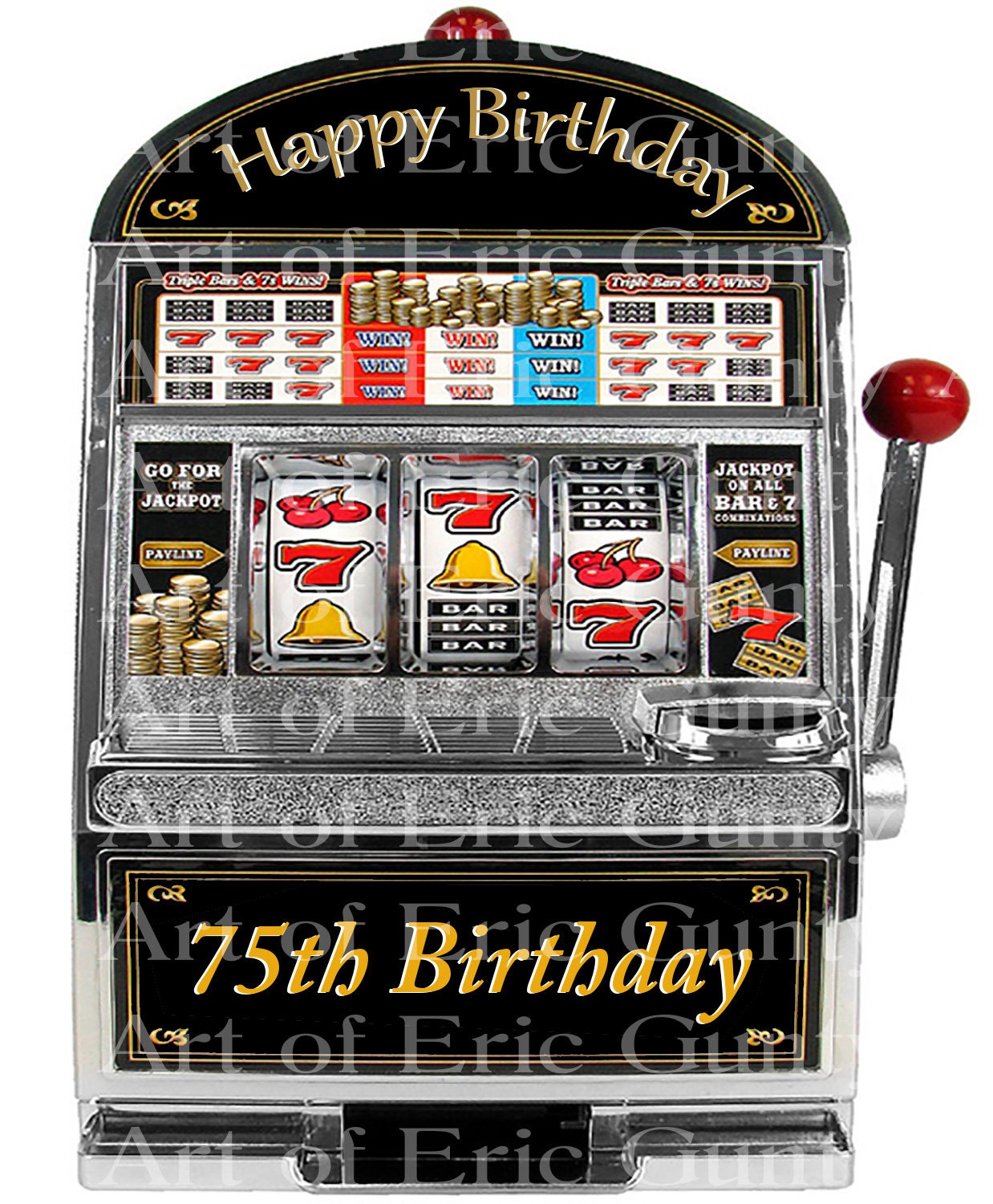 75th Birthday Casino Slot Machine ~ Edible 2D Fondant Birthday Cake ...