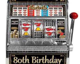 80th Birthday Las Vegas Casino Slot Machine Edible 2D | Etsy
