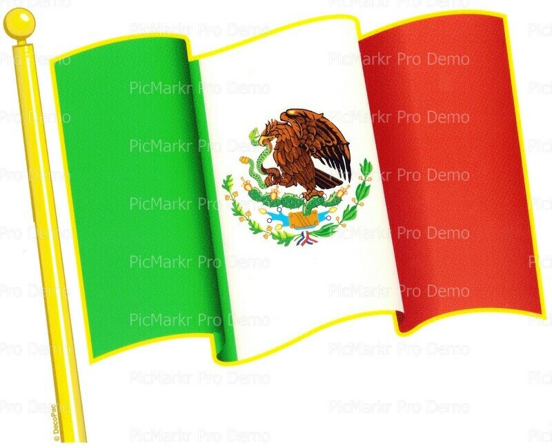 Mexican Flag ~ Edible 2D Fondant Birthday Cake/Cupcake Topper ~ D1121