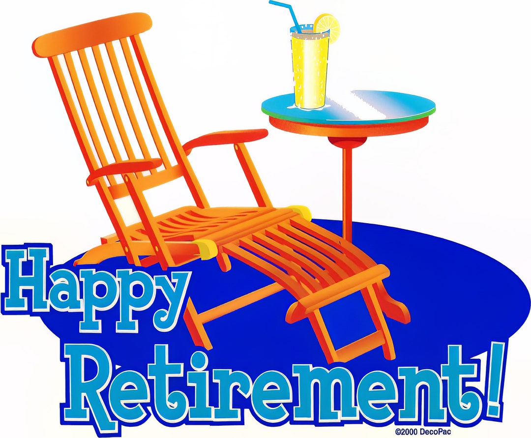 Happy Retirement Beach Chair Birthday ~ Edible 2D Fondant Birthday Cake ...