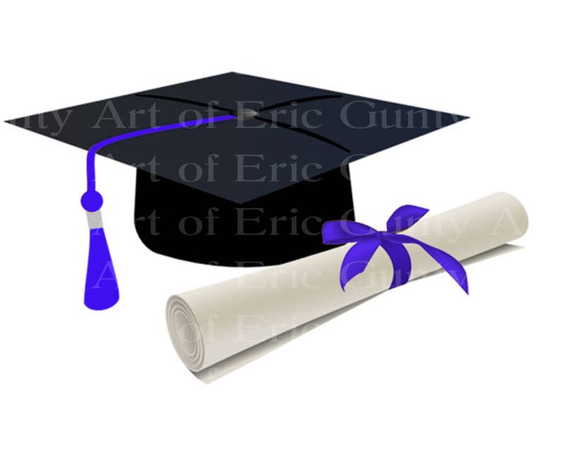 Blue Graduation Cap & Diploma Edible 2D Fondant Birthday - Etsy