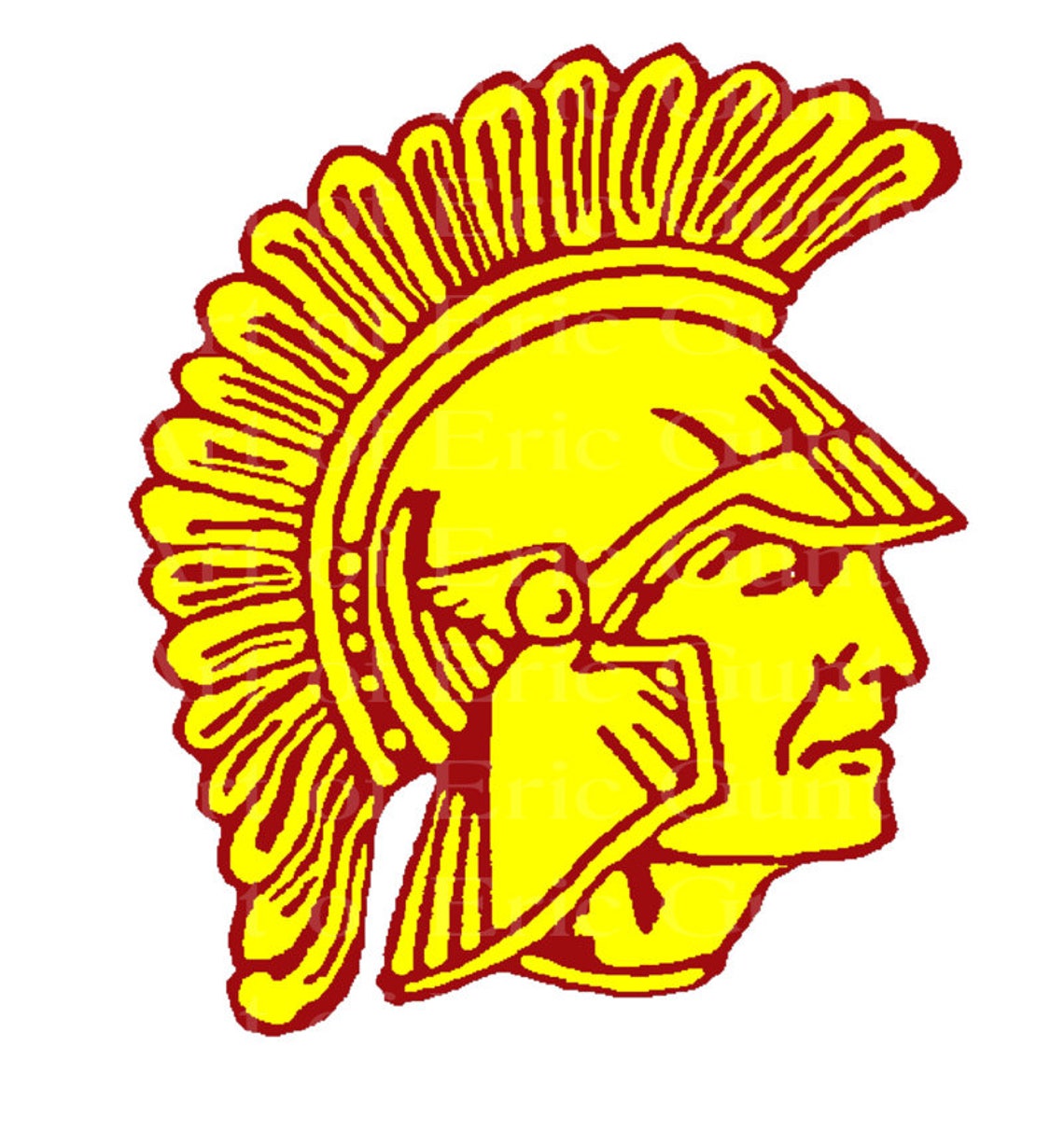 Yellow & Magenta Spartan Trojan Mascot Edible 2D Fondant | Etsy