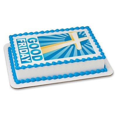 Good Friday Cross Religious Birthday ~ Edible 2D Fondant Birthday Cake ...