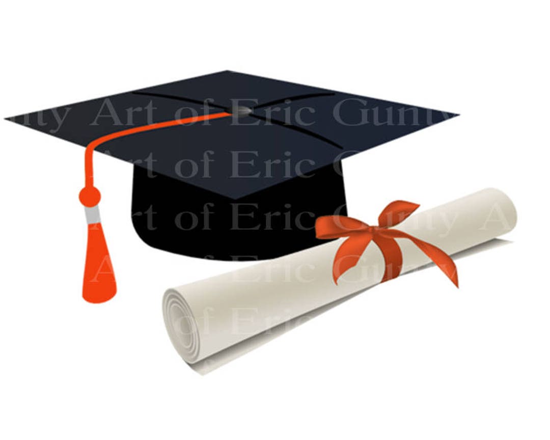 Orange Graduation Cap & Diploma Edible 2D Fondant Birthday - Etsy