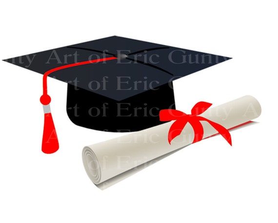Black Graduation Cap With Red Tassel Diploma Birthday Edible - Etsy