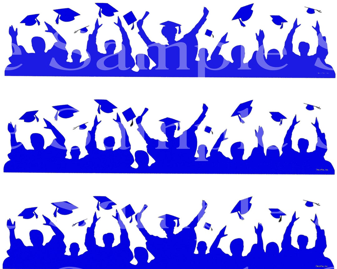 Blue Graduation Party Side Strips Edible 2D Fondant Cake - Etsy