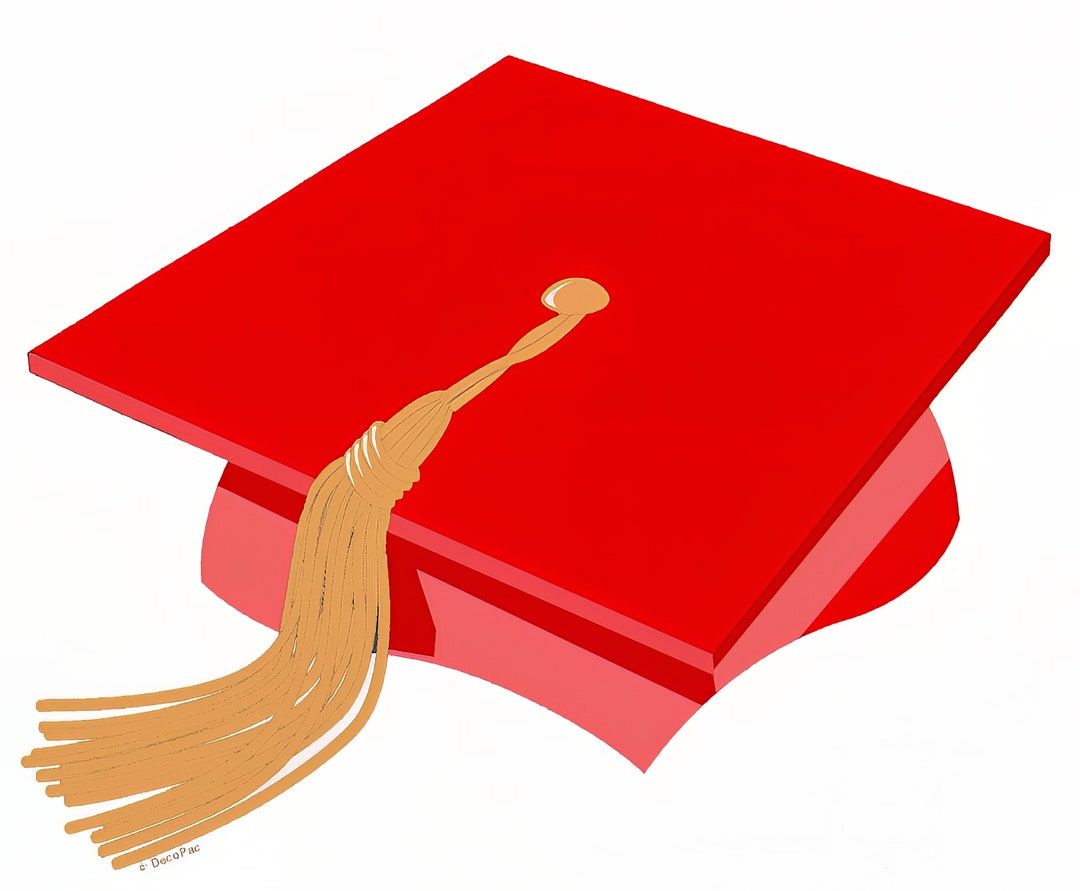 Red Graduation Cap With Gold Tassel Birthday ~ Edible 2D Fondant ...