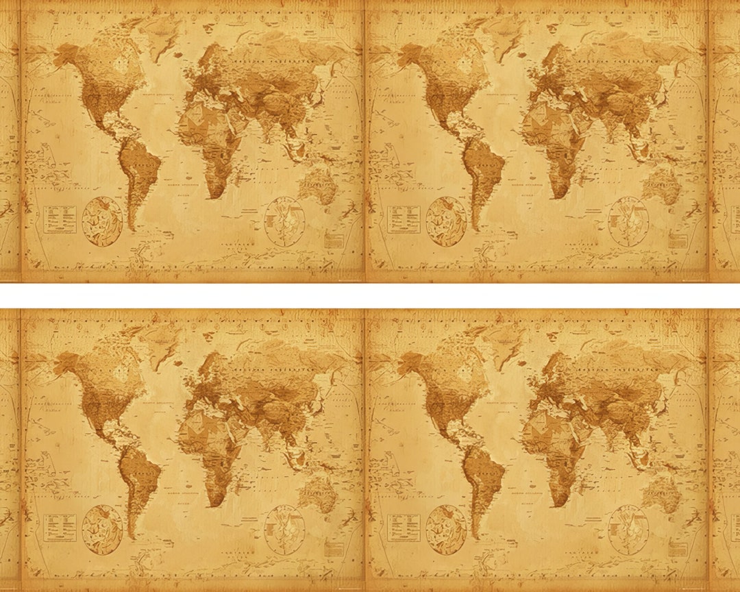 Old World Map - Side Strips ~ Edible 2D Fondant Birthday Cake Side ...