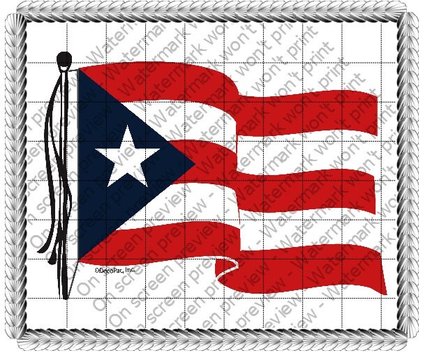 Puerto Rican Flag ~ Edible 2D Fondant Birthday Cake/Cupcake Topper ~ D319