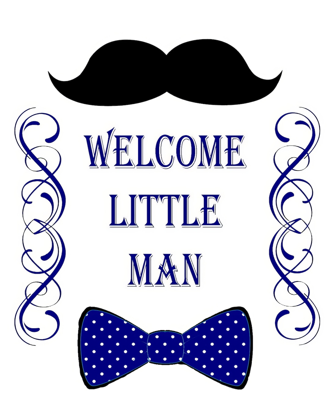 Welcome Little Man Baby Shower Birthday - 2D Fondant Edible Cake and ...