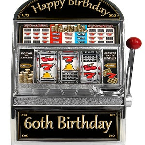 Las Vegas Happy 60th Birthday Slot Machine ~ Edible 2D Fondant Birthday ...