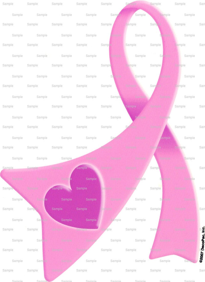 Pink Breast Cancer Ribbon ~ Edible 2D Fondant Birthday Cake/Cupcake ...