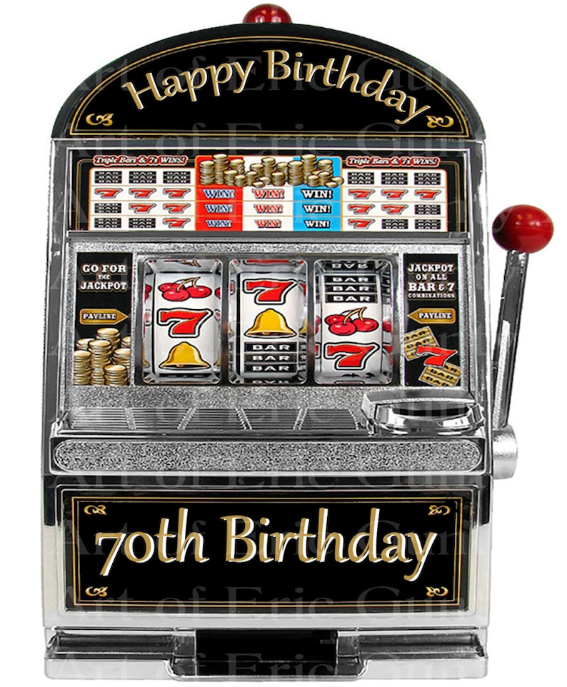 Las Vegas Happy 70th Birthday Slot Machine Edible 2D Fondant - Etsy Italia