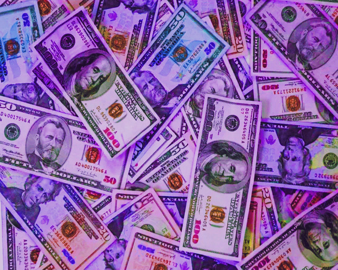 Purple Pile of Money Birthday Edible 2D Fondant Birthday - Etsy