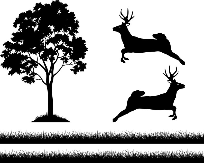 Deer Running Silhouette Birthday Edible 2D Fondant Birthday - Etsy