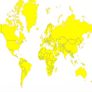 Mapa del mundo amarillo para cumpleaños ~ Adorno comestible para pastel ...
