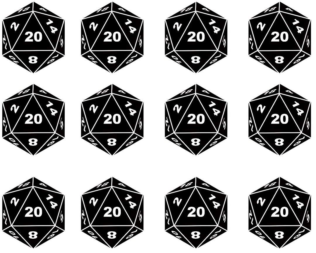 D20 Roleplay Dragons Dice ~ Edible 2D Fondant Birthday Cake Side ...