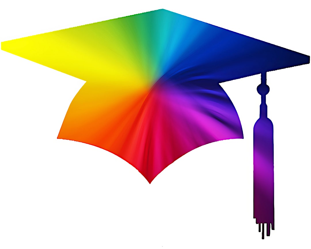 Rainbow Graduation Cap Birthday ~ Edible 2D Fondant Birthday Cake ...