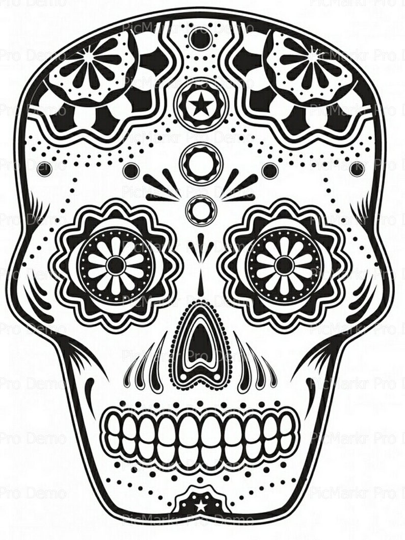 Sugar Skull Halloween Edible 2D Fondant Birthday | Etsy