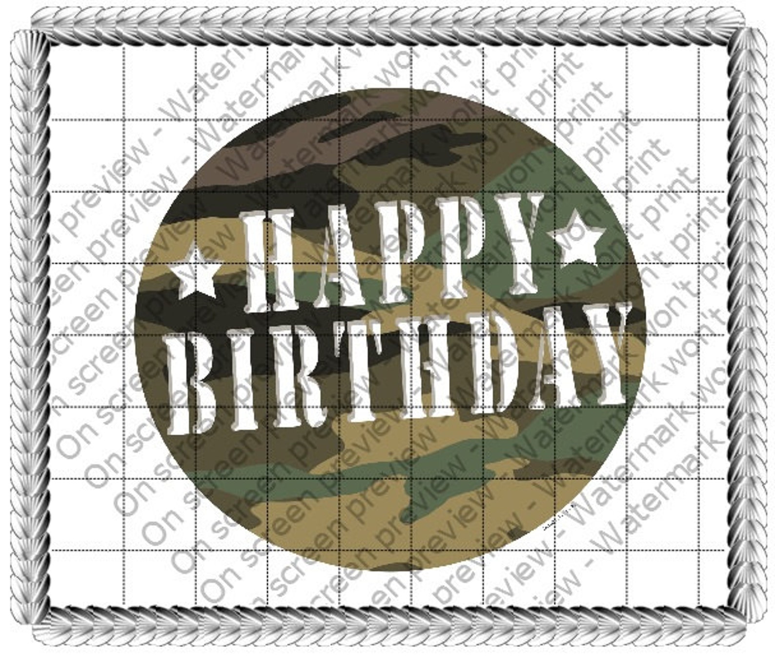 Military Camo Happy Birthday Topper Edible 2D Fondant - Etsy